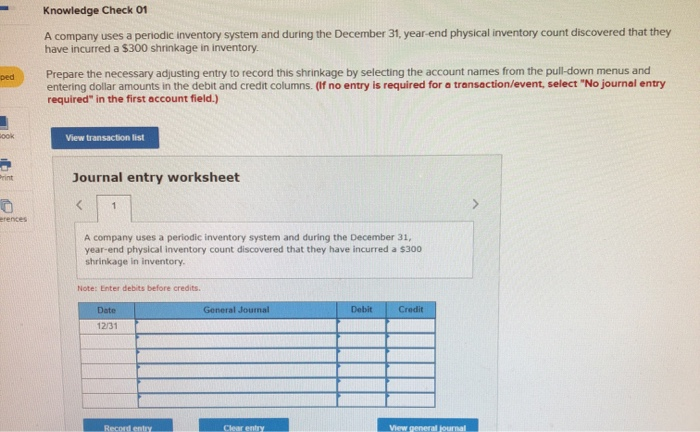 Solved Knowledge Check 01 A company uses a periodic | Chegg.com