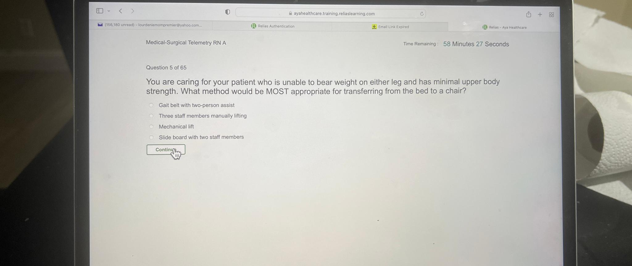Solved Medical-Surgical Telemetry RN ATime Remaining : 58 | Chegg.com