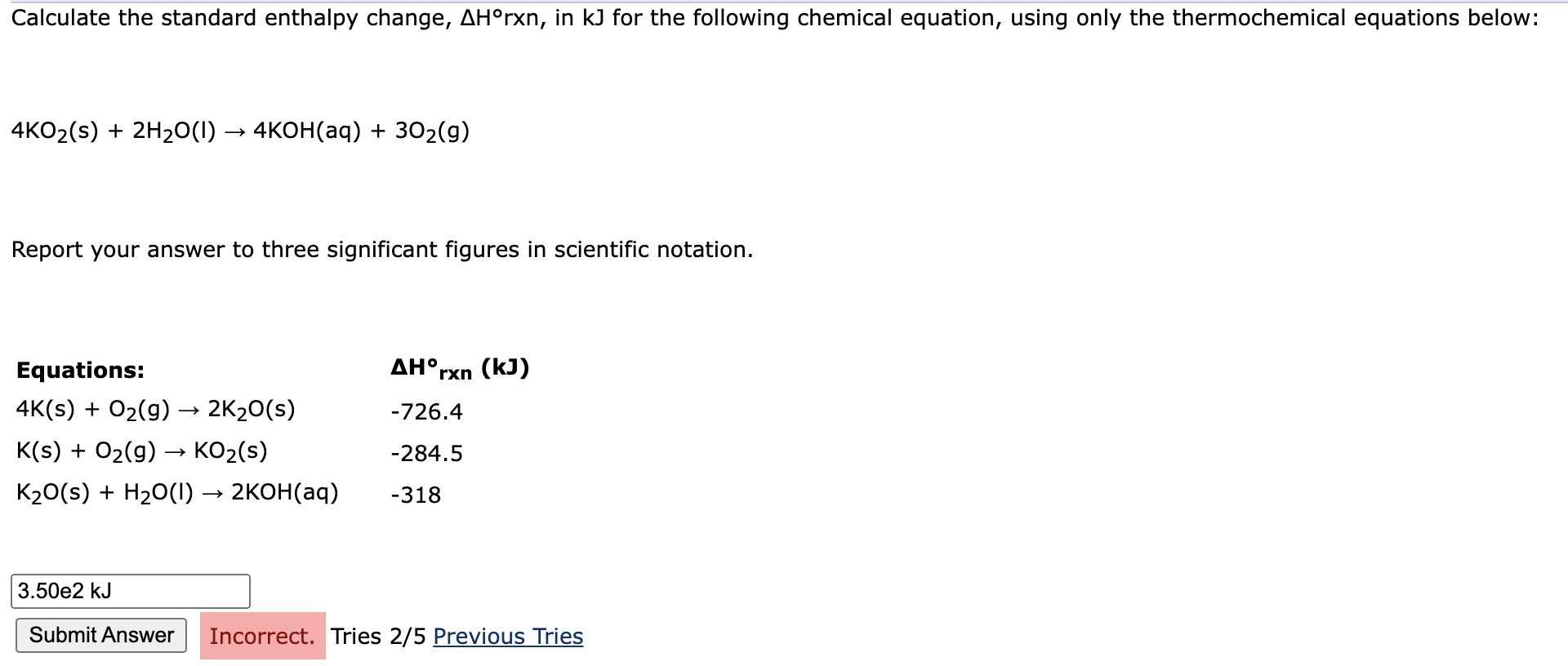 Solved Calculate the standard enthalpy change, ΔH°rxn, ﻿in | Chegg.com