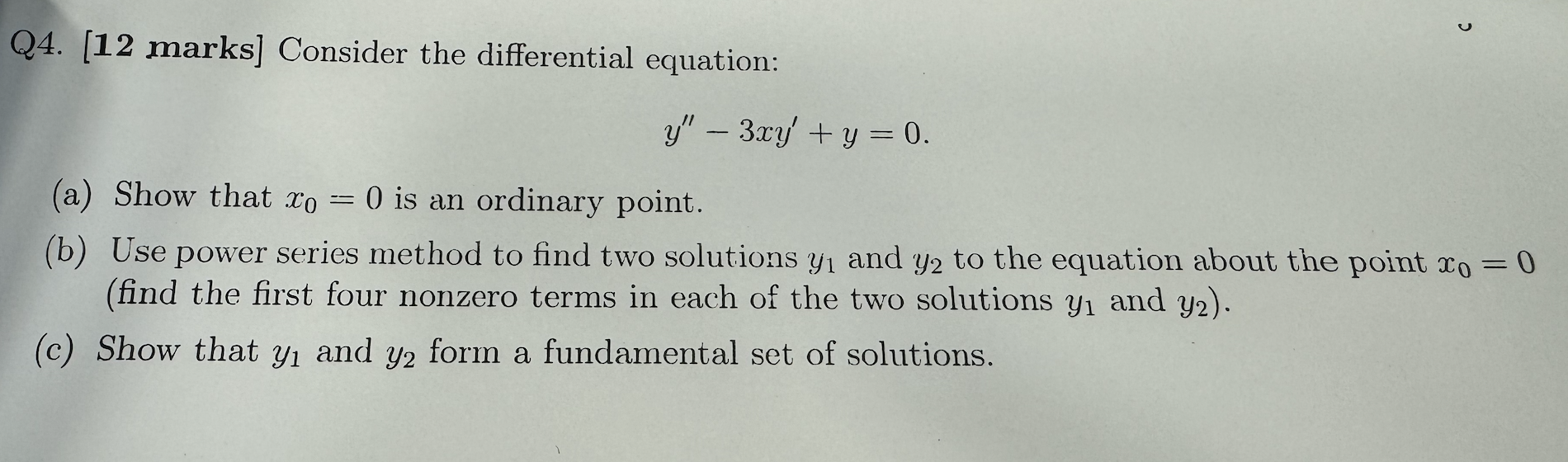 Solved Q4. [12 ﻿marks] ﻿Consider the differential | Chegg.com