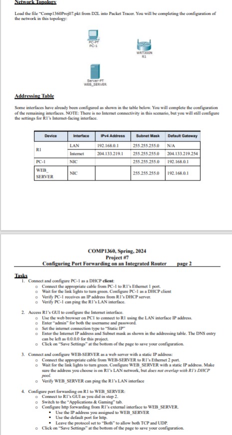 Solved Configuring Port Forwarding On An Integrated Router