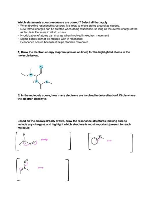 Solved Which statements about resonance are correct? Select | Chegg.com