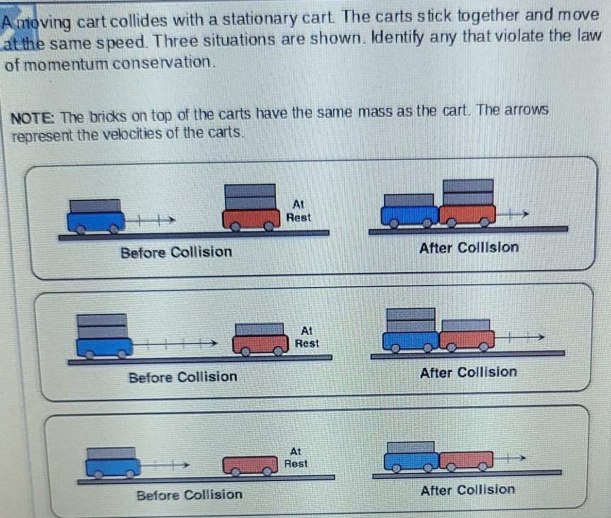 Solved A moving cart collides with a stationary cart The | Chegg.com