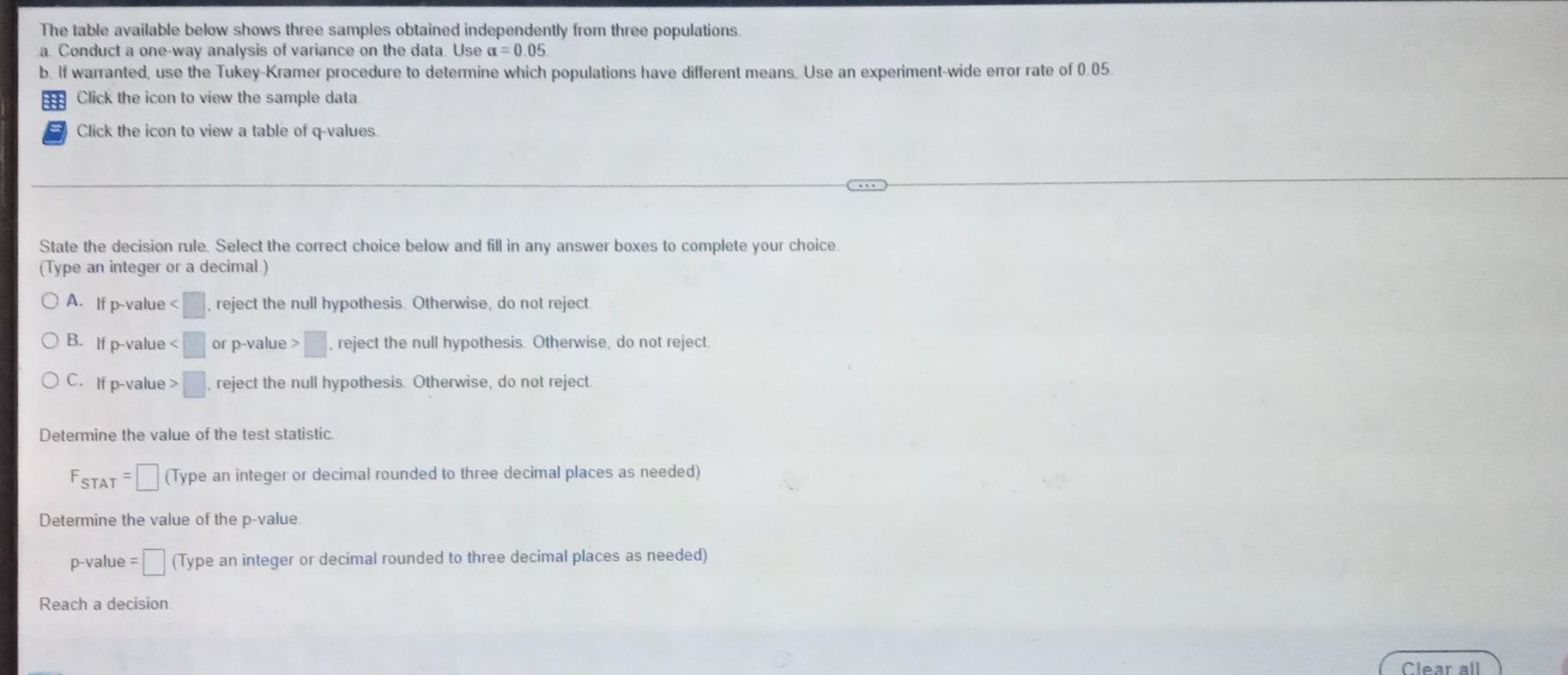 Solved The table available below shows three samples | Chegg.com