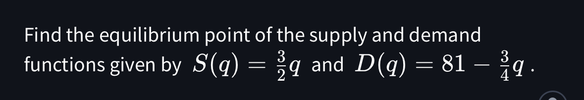 Solved Find the equilibrium point of the supply and | Chegg.com