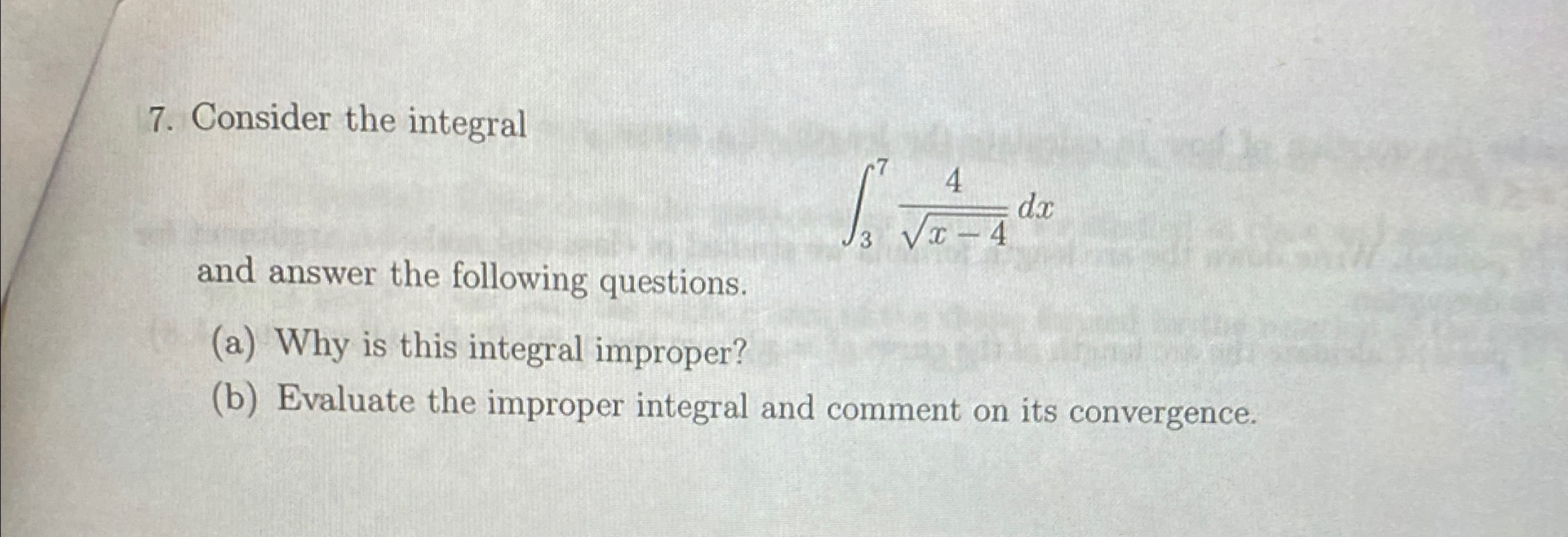 Solved Consider the integral∫374x-42dxand answer the | Chegg.com