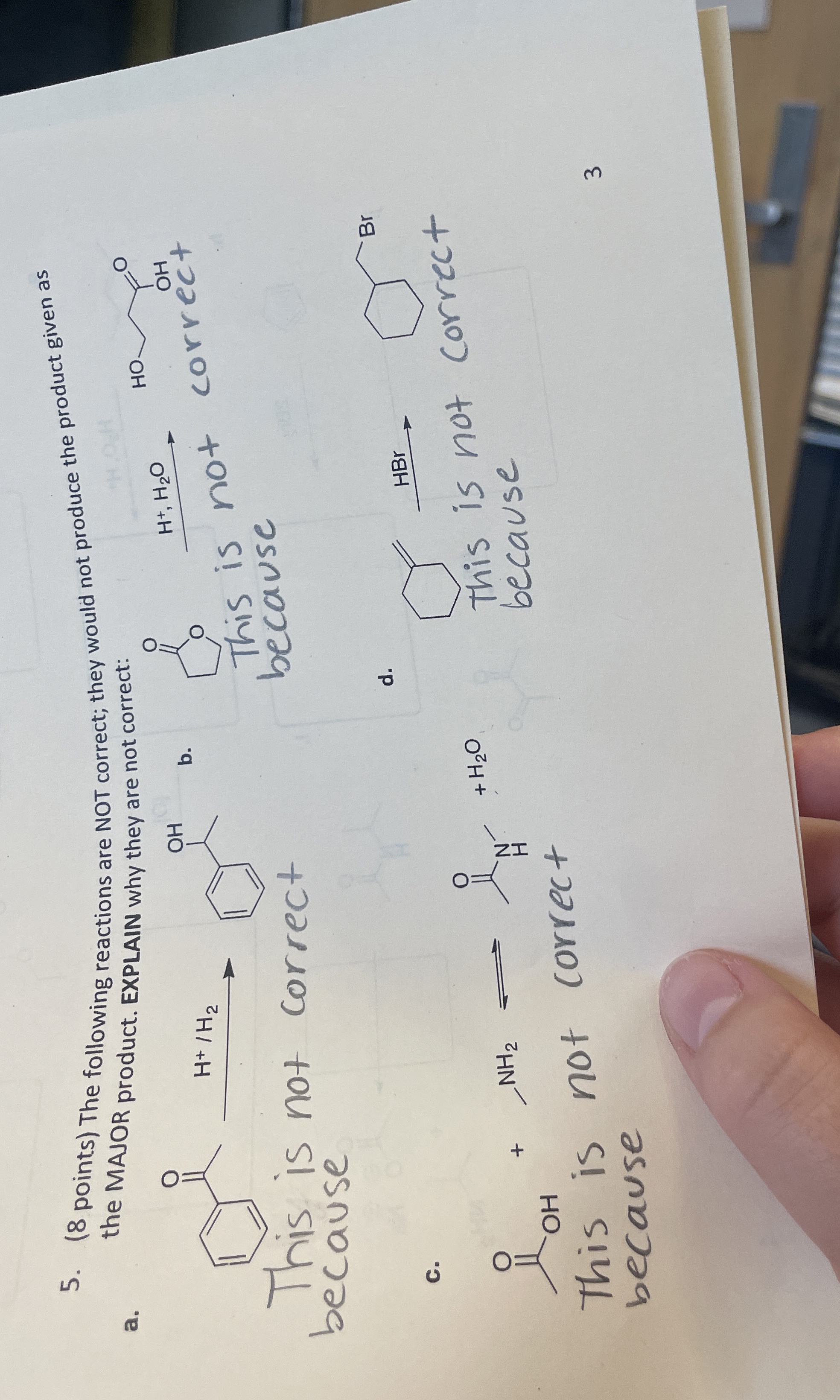 Solved (8 ﻿points) ﻿The following reactions are NOT correct; | Chegg.com