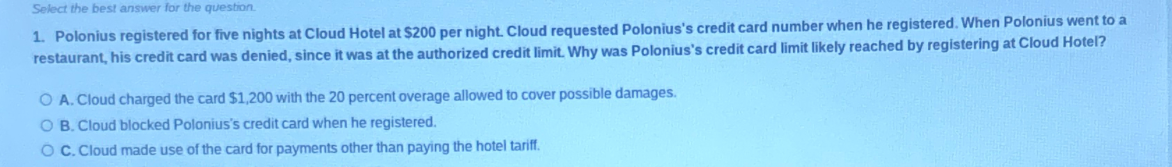 Solved Select the best answer for the question.Polonius | Chegg.com