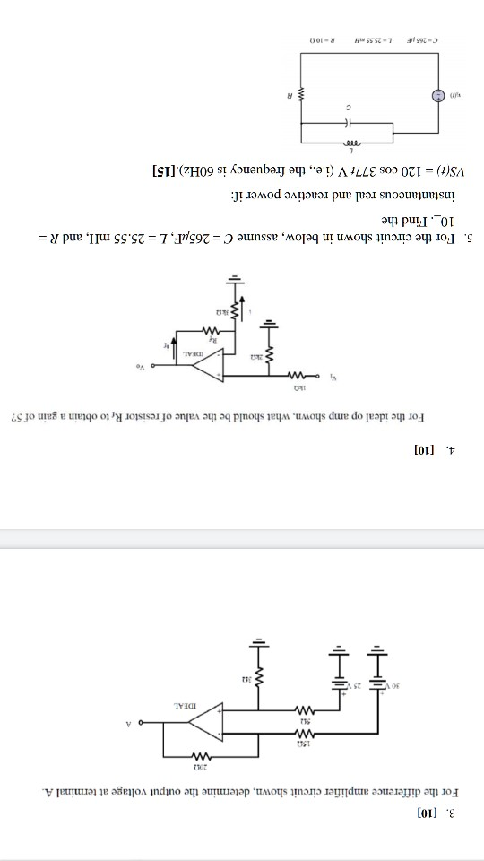 Solved 3. [10] For the difference amplifier circuit shown, | Chegg.com