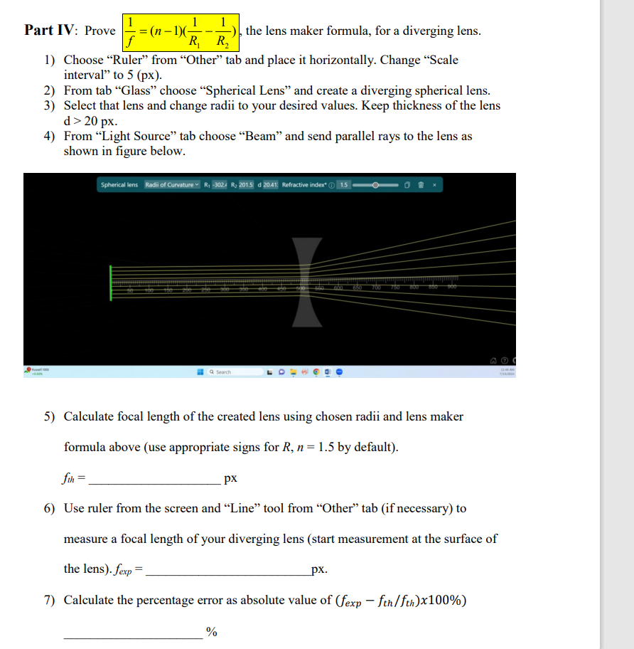 Solved Calculate focal length of the created lens using | Chegg.com