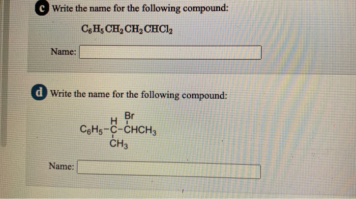 Solved C Write the name for the following compound: C6H, | Chegg.com