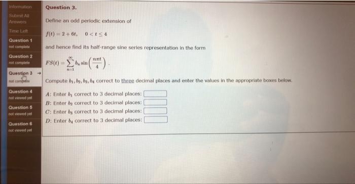Solved Define an odd periodic extension of f(t)=2+6t,0 | Chegg.com