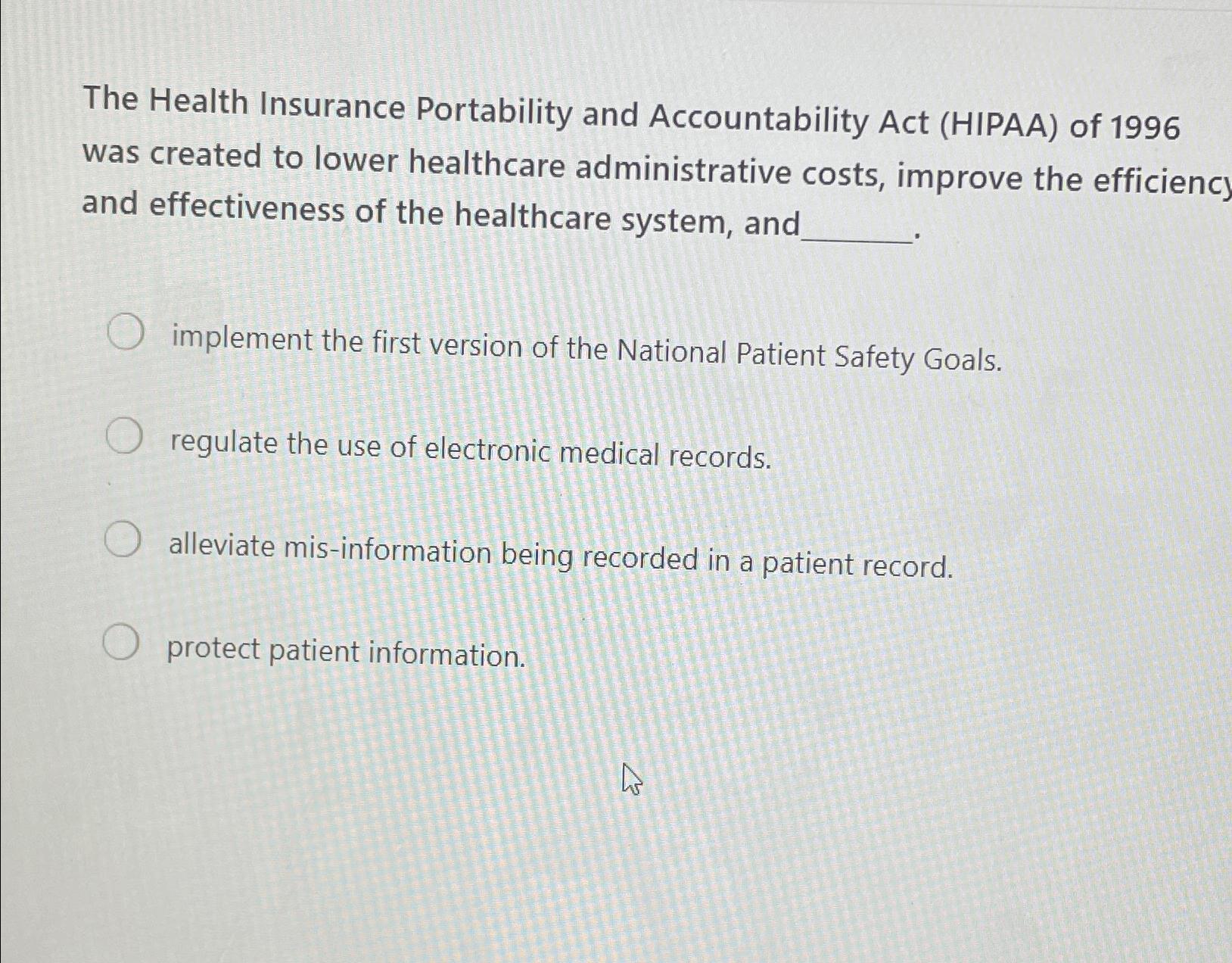 The Health Insurance Portability and Accountability | Chegg.com