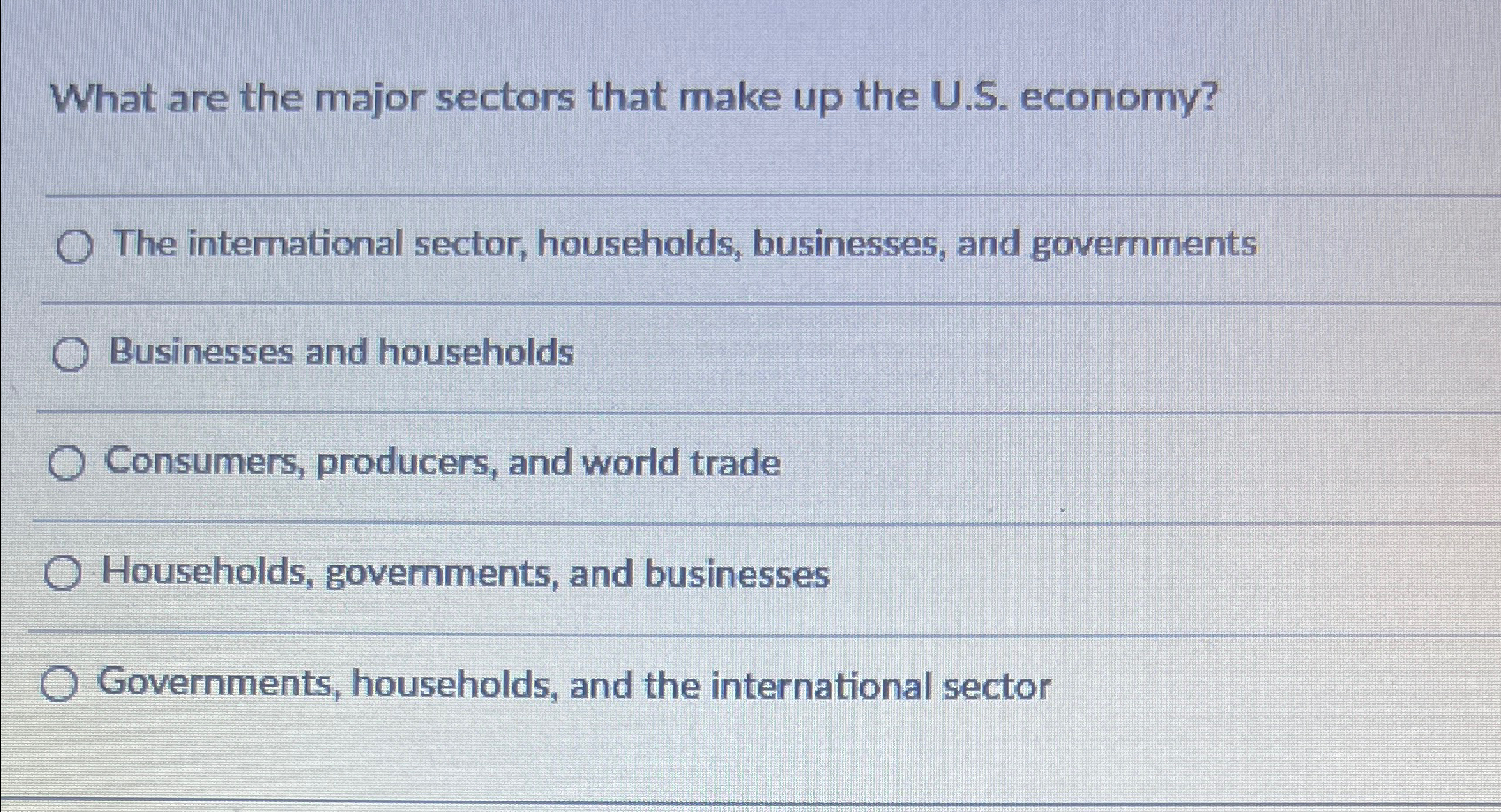 Solved What are the major sectors that make up the U.S. | Chegg.com