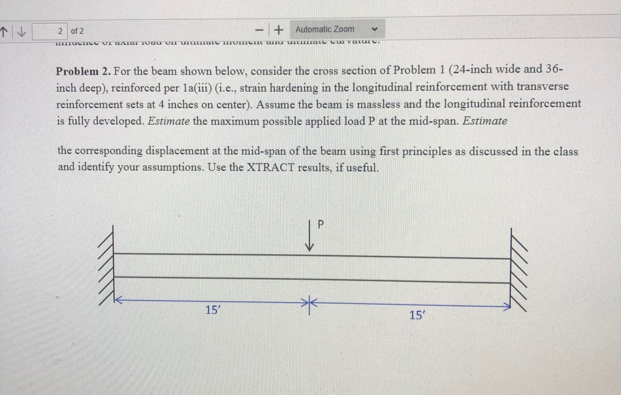Solved 2 ﻿of 2Automatic ZoomProblem 2. ﻿For the beam shown | Chegg.com