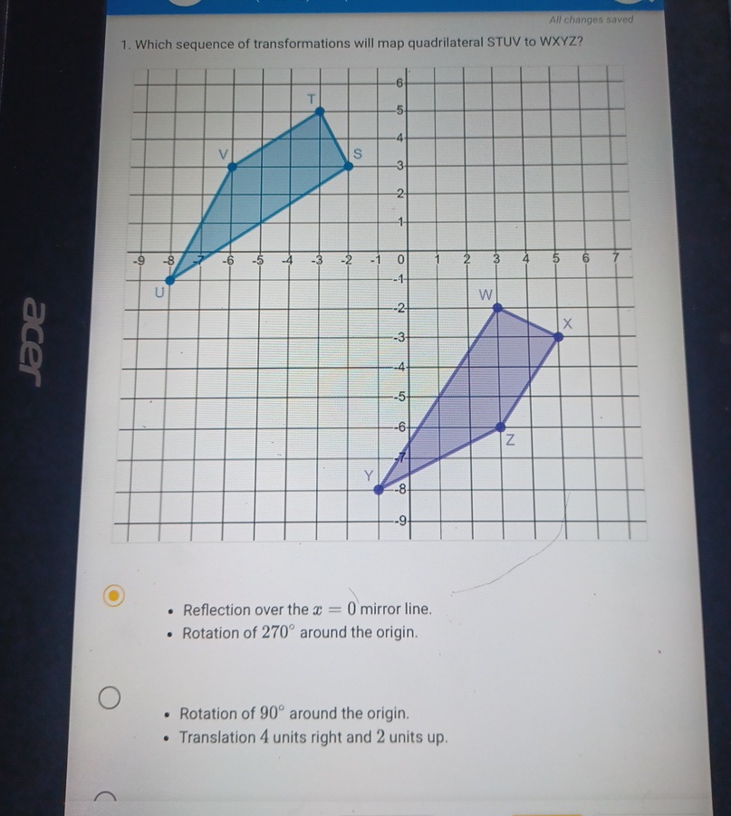 Solved All changes savedWhich sequence of transformations | Chegg.com