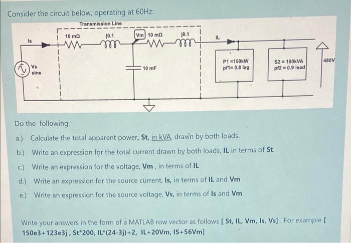 Solved Consider the circuit below, operating at 60Hz: | Chegg.com