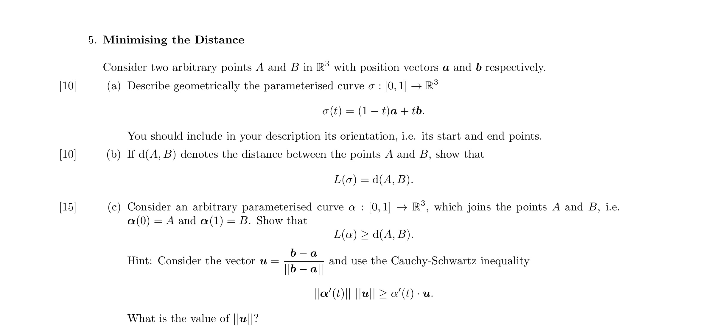 Solved Minimising the DistanceConsider two arbitrary points | Chegg.com