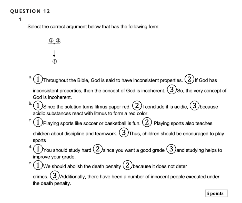 QUESTION 12Select the correct argument below that has | Chegg.com