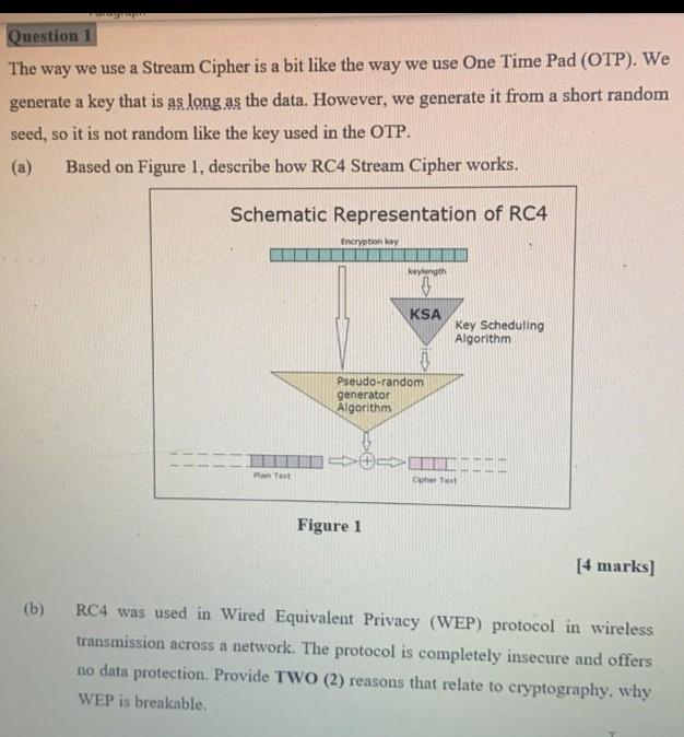 Solved Question 1 The way we use a Stream Cipher is a bit | Chegg.com