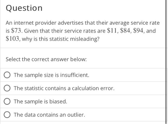 Solved An internet provider advertises that their average | Chegg.com