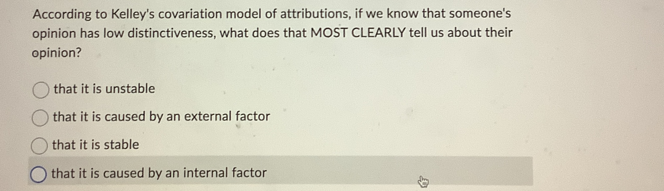 Solved According to Kelley's covariation model of | Chegg.com