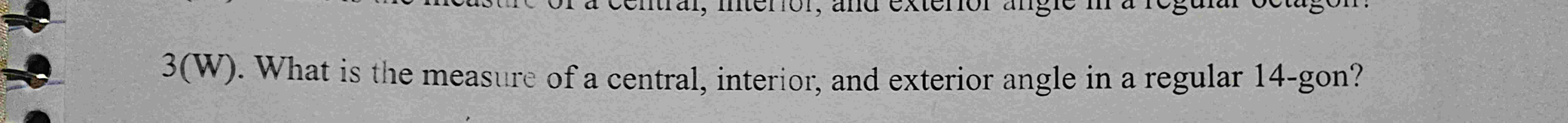 Solved \( 3(\mathrm{~W}) \). ﻿What is the measure of a | Chegg.com