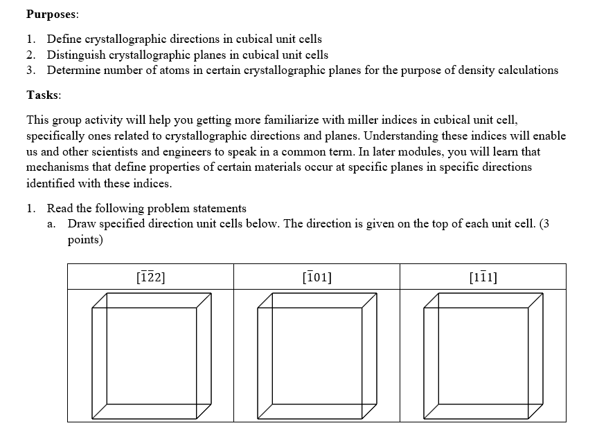 Solved Purposes: 1. ﻿Define crystallographic directions in | Chegg.com