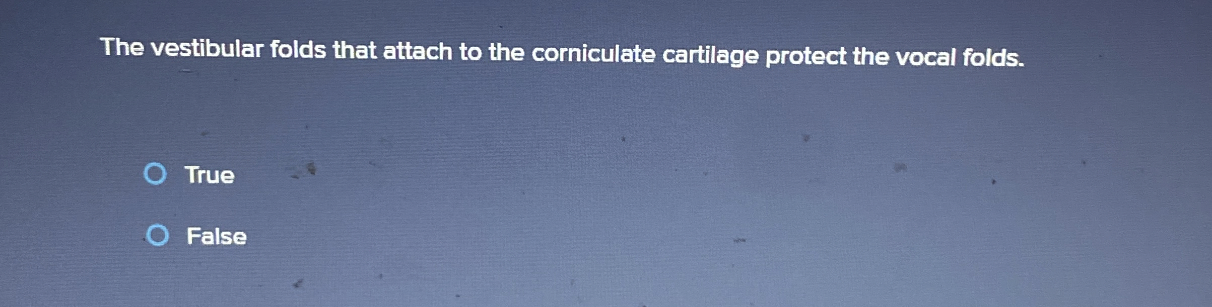 Solved The vestibular folds that attach to the corniculate | Chegg.com