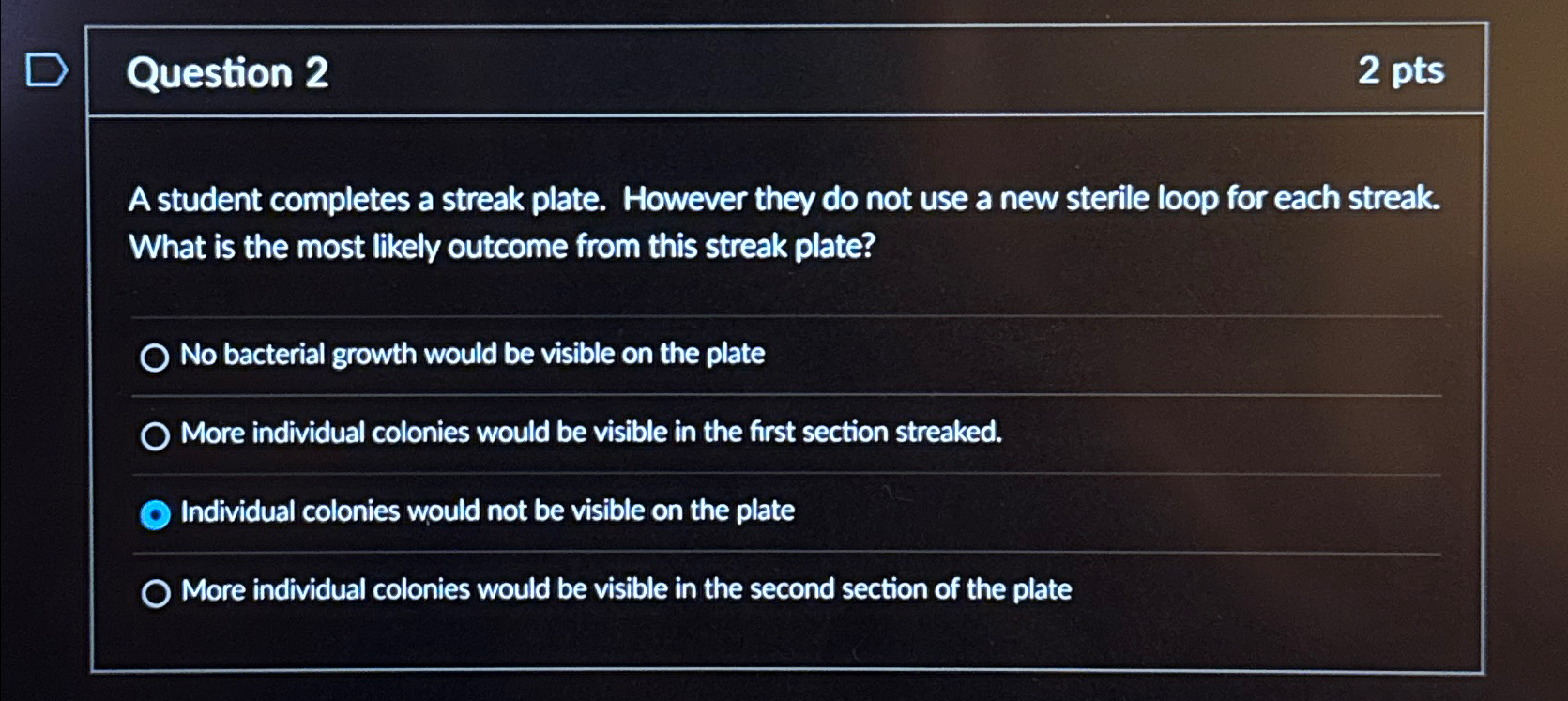 Solved Question 22 ﻿ptsA student completes a streak plate. | Chegg.com