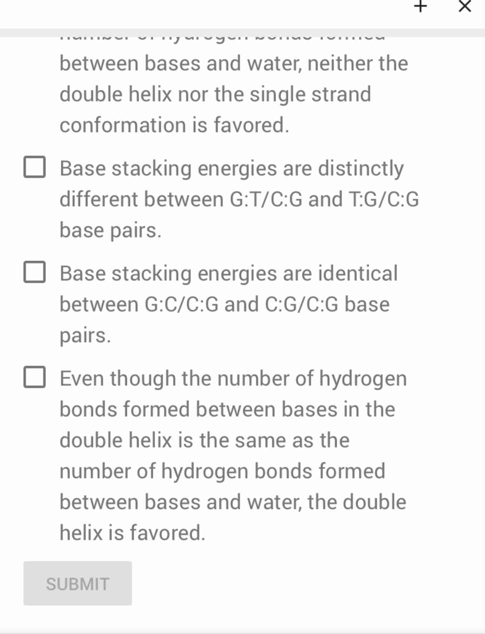 Solved between bases and water, neither the double helix nor | Chegg.com