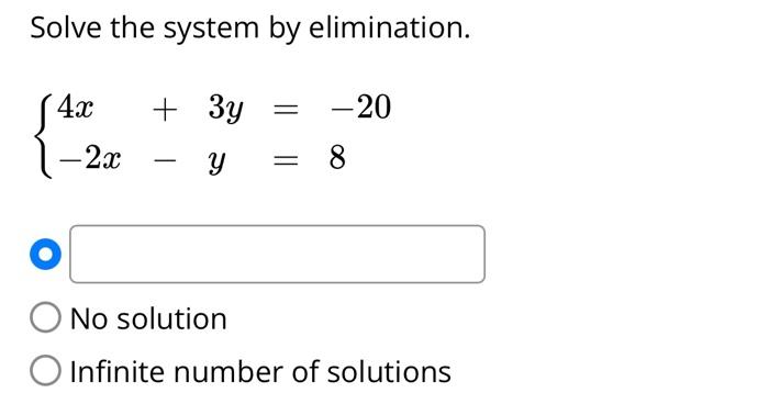 Solved Solve the system by substitution. {3x+5y=17y=−2x+2 No | Chegg.com