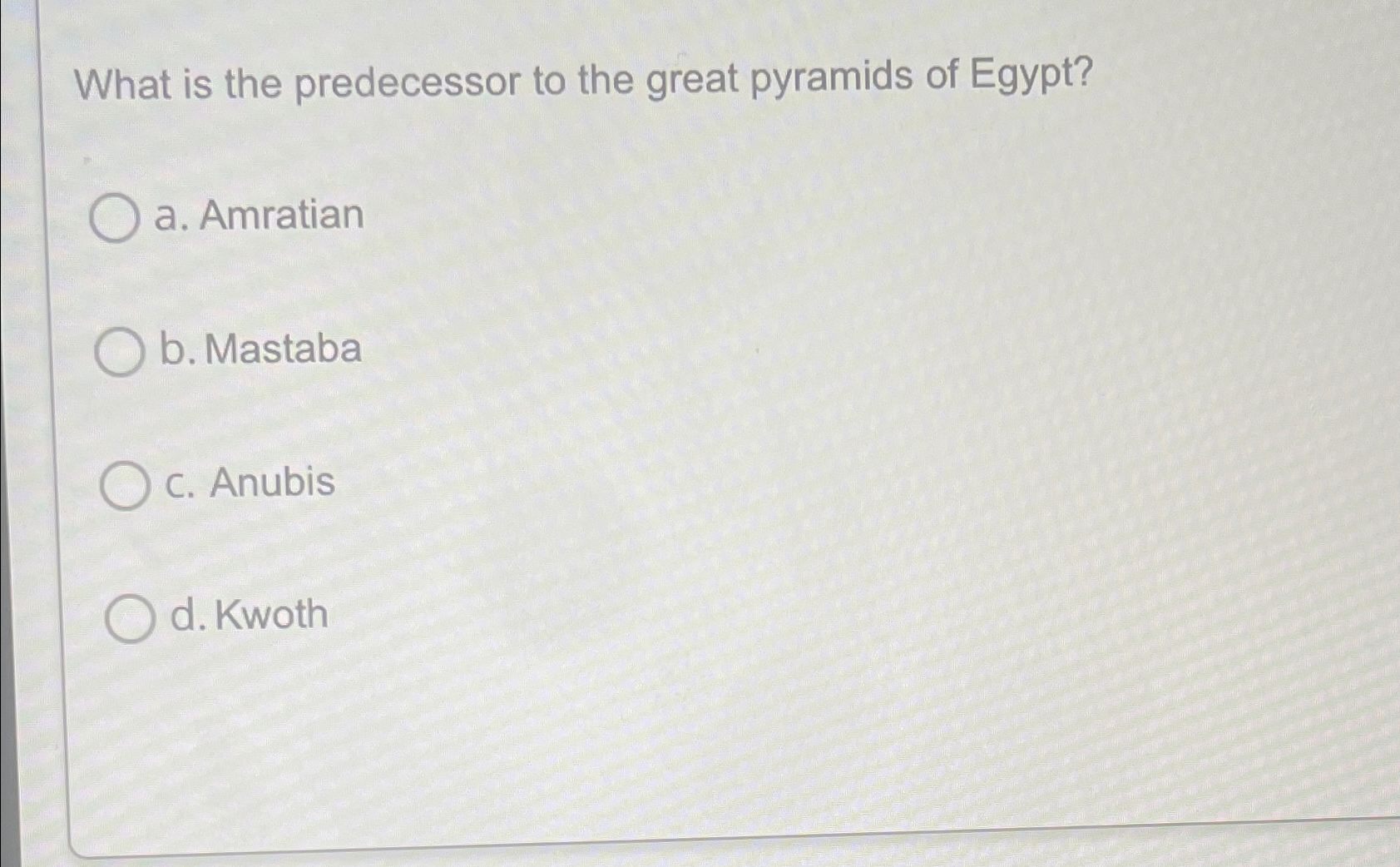 Solved What is the predecessor to the great pyramids of | Chegg.com