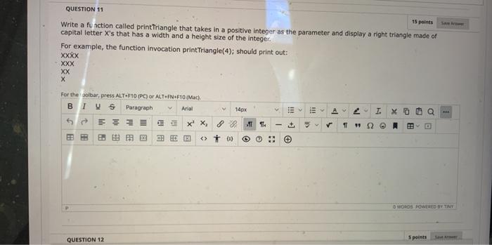 Solved QUESTION 11 15 points Write a function called print | Chegg.com