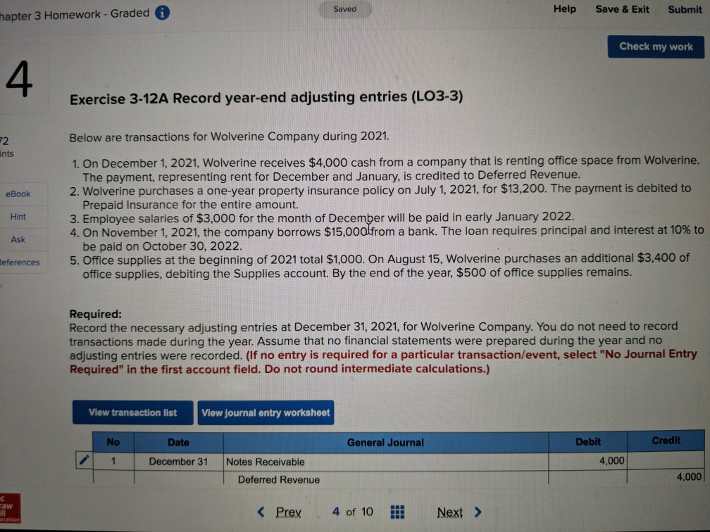 Solved Saved Help Save & Exit Submit hapter 3 Homework - | Chegg.com