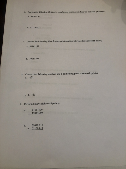 Solved 6. Convert the following 8-bit two's complement | Chegg.com