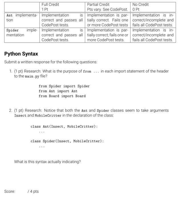 Solved - MobileCritter.py - contains the MobileCritter | Chegg.com