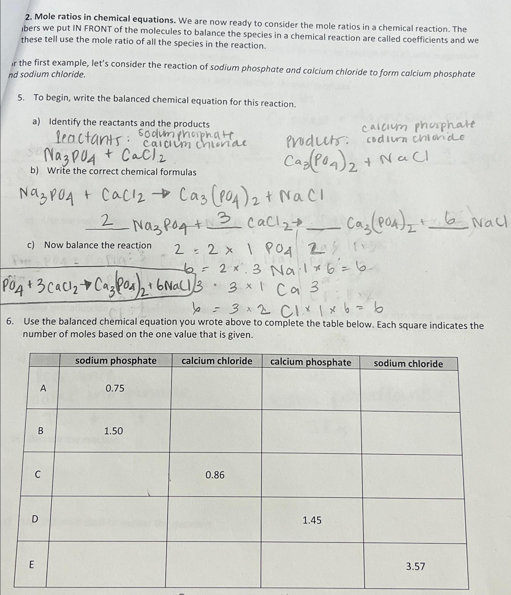 Solved Mole ratios in chemical equations. We are now ready | Chegg.com
