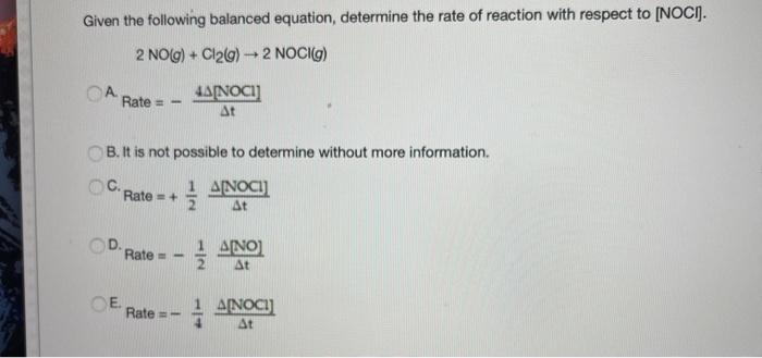 Solved Given the following balanced equation, determine the | Chegg.com