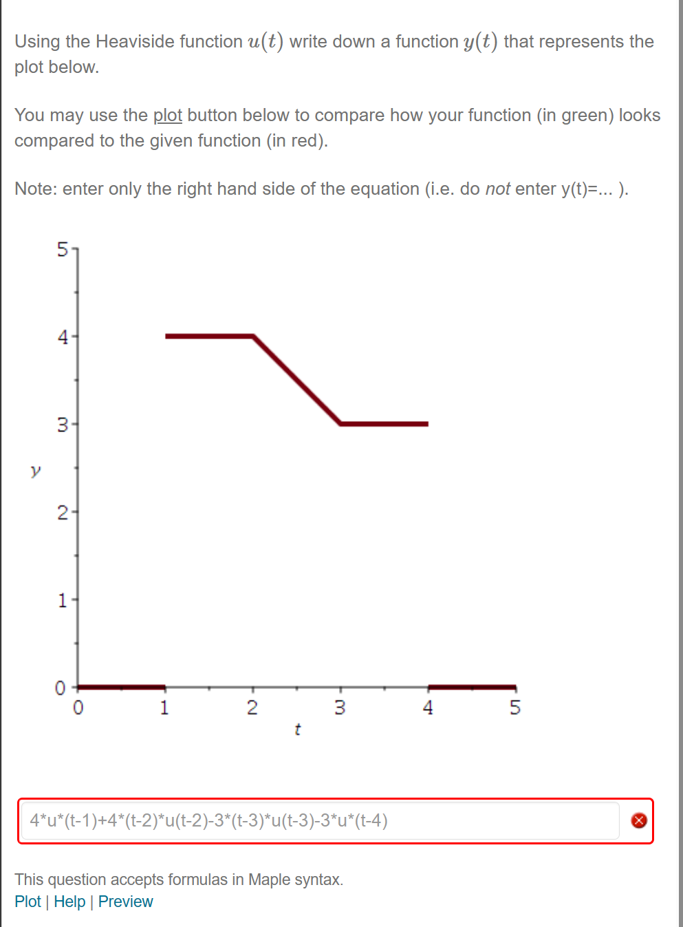 Solved Using the Heaviside function u(t) ﻿write down a | Chegg.com