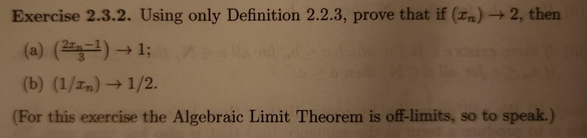 Solved Exercise 2.3.2. Using only Definition 2.2.3, prove | Chegg.com