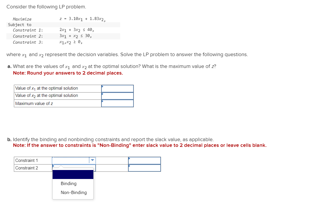 Solved Consider the following LP problem. Maximize z | Chegg.com