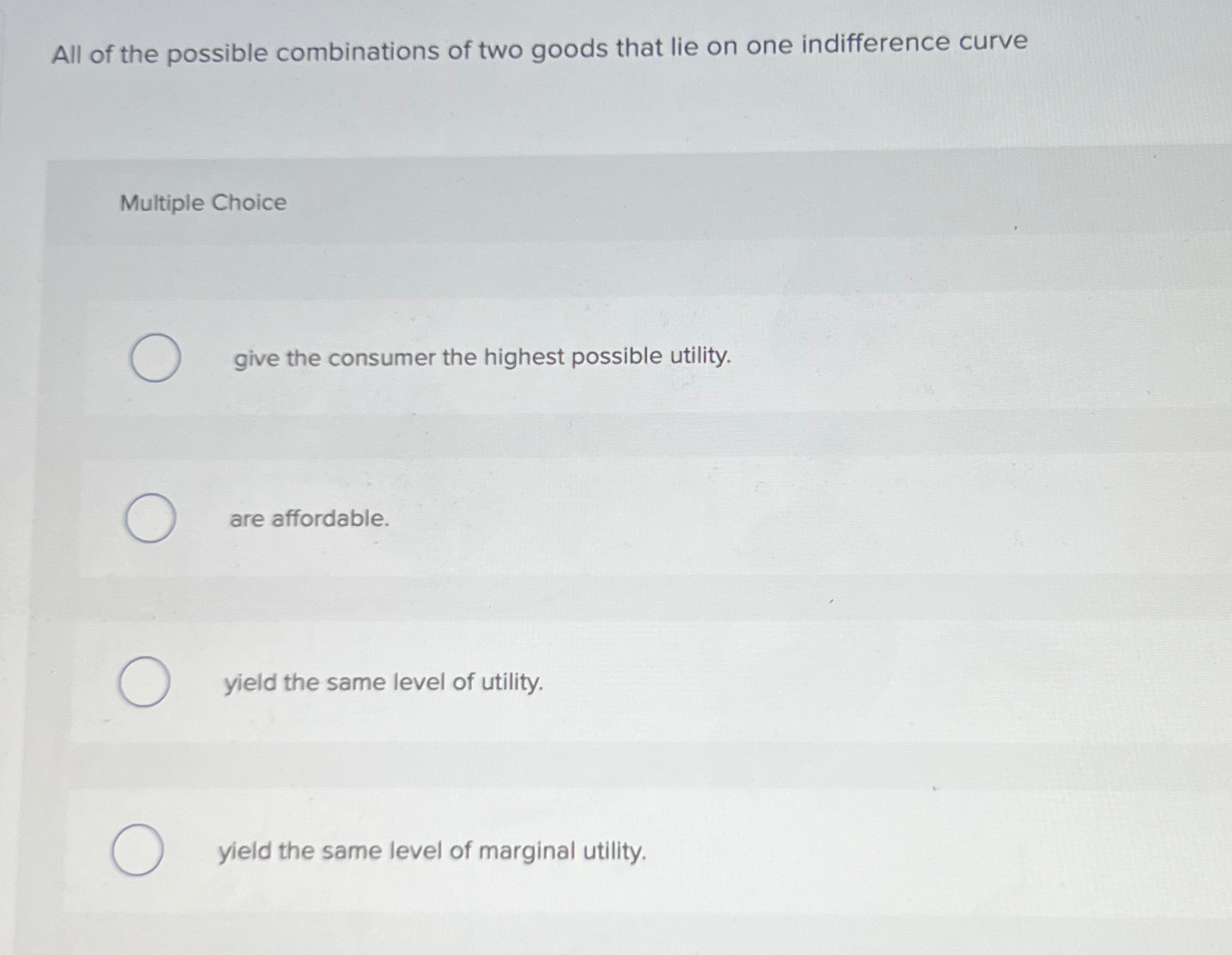 Solved All of the possible combinations of two goods that | Chegg.com