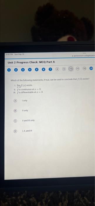 Solved 9:45 PM Sun Sep 10 Unit 2 Progress Check: MCQ Part A | Chegg.com