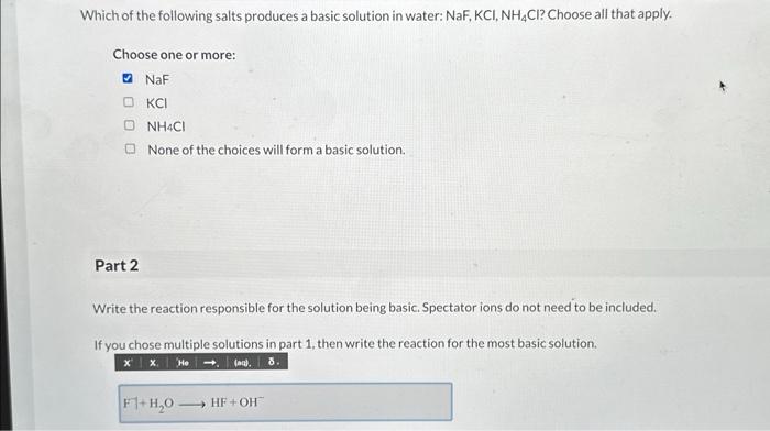 Solved Which of the following salts produces a basic | Chegg.com