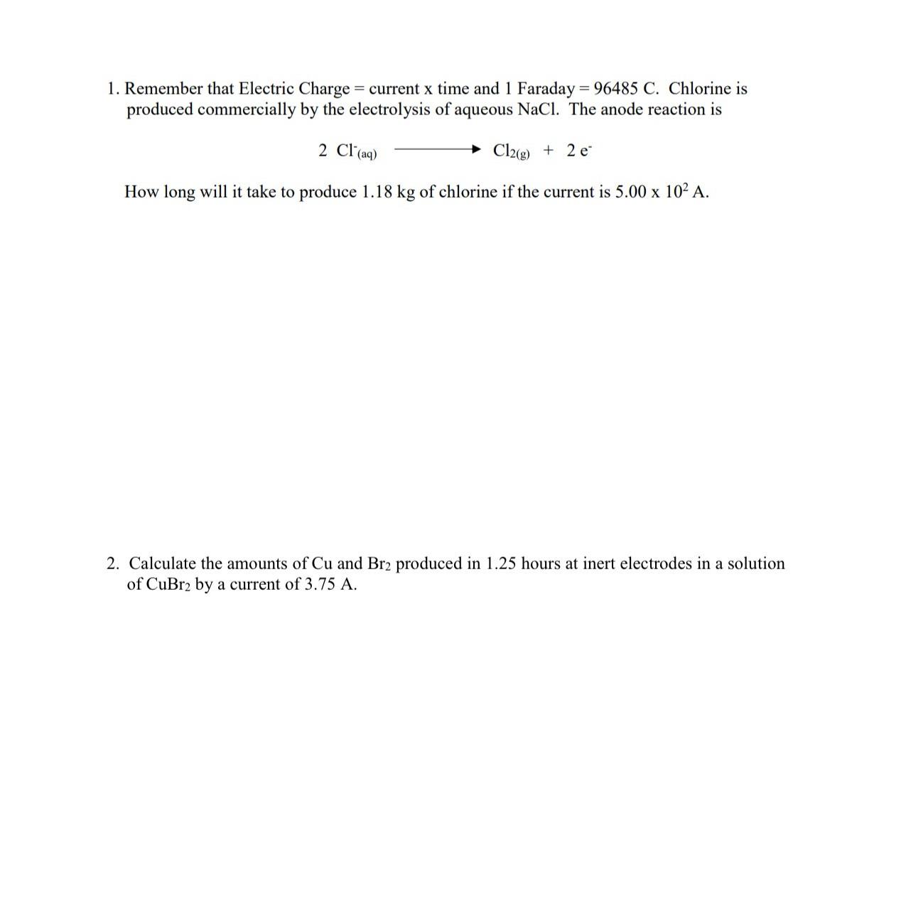 Solved Remember that Electric Charge = ﻿current x ﻿time and | Chegg.com