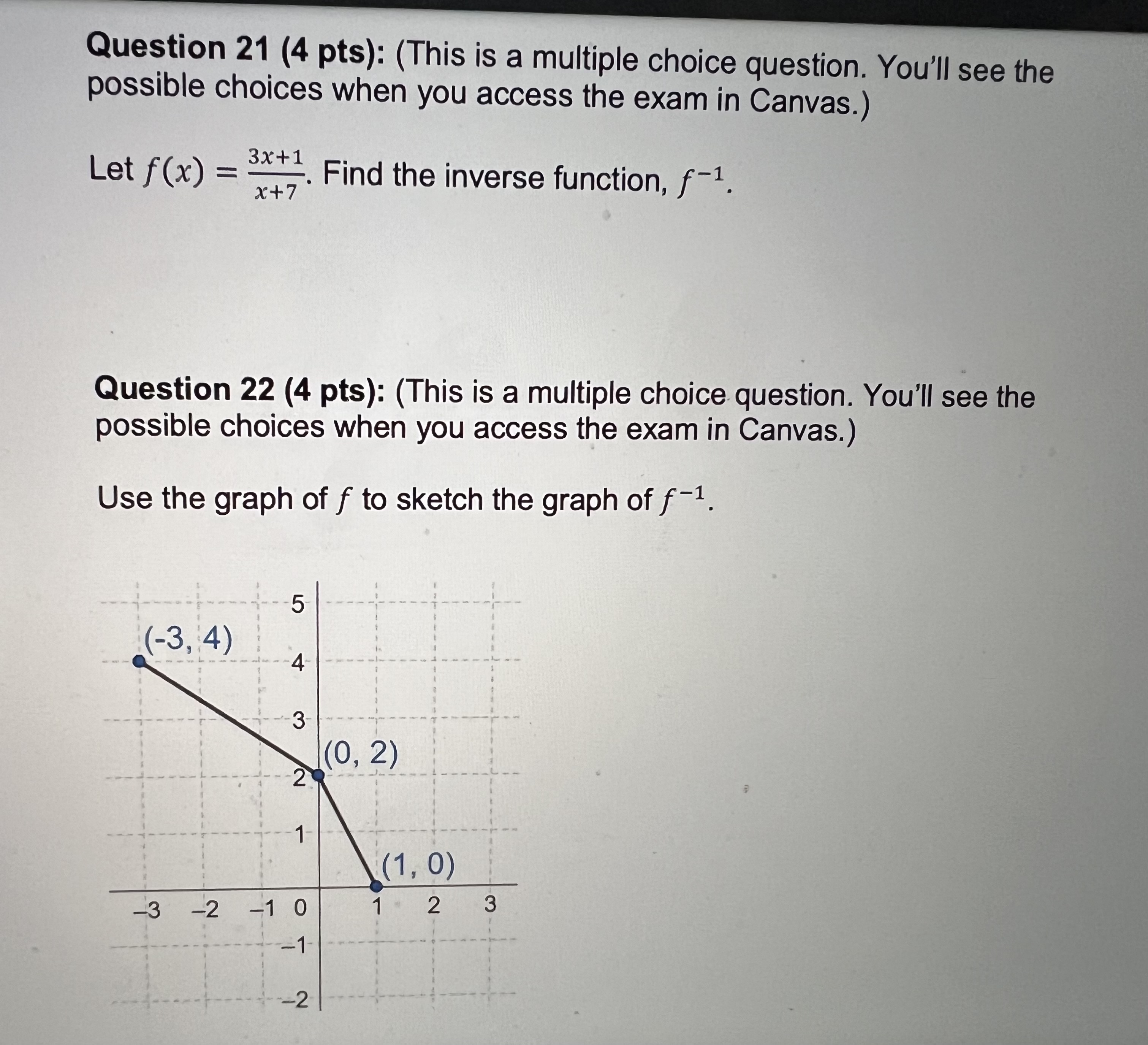 Solved Question 21 (4 ﻿pts): (This is a multiple choice | Chegg.com