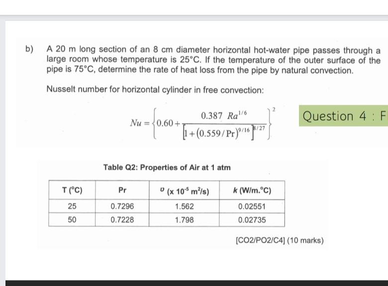 Solved b) A 20 m long section of an 8 cm diameter horizontal | Chegg.com