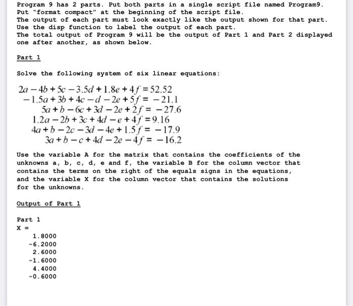 Solved Program 9 has 2 parts. Put both parts in a single | Chegg.com