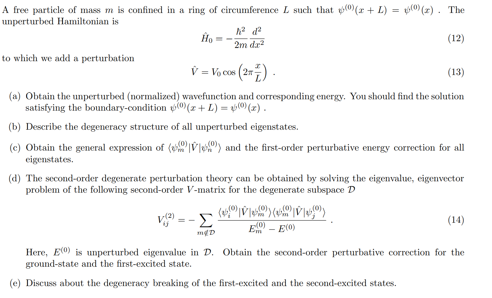 Solved A free particle of mass m ﻿is confined in a ring of | Chegg.com